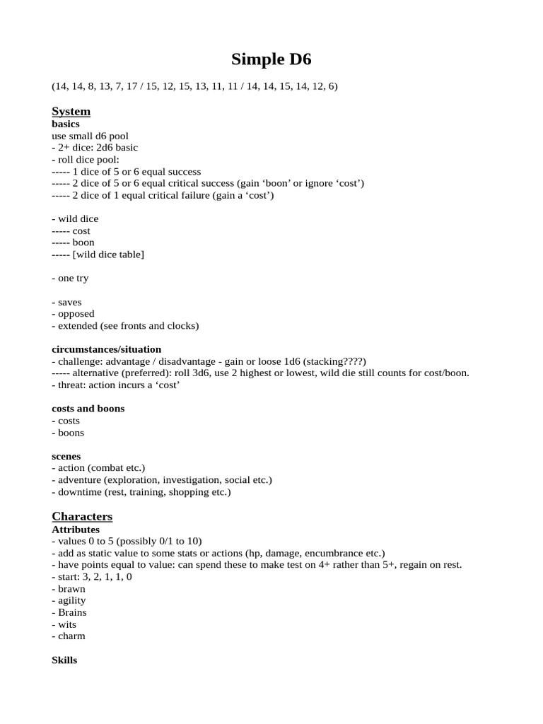 Simple D6 - Design and Overview | PDF | Games & Activities | Computers