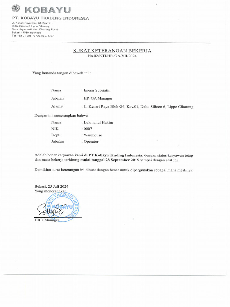 File - Suket Perusahaan 240805070703 | PDF