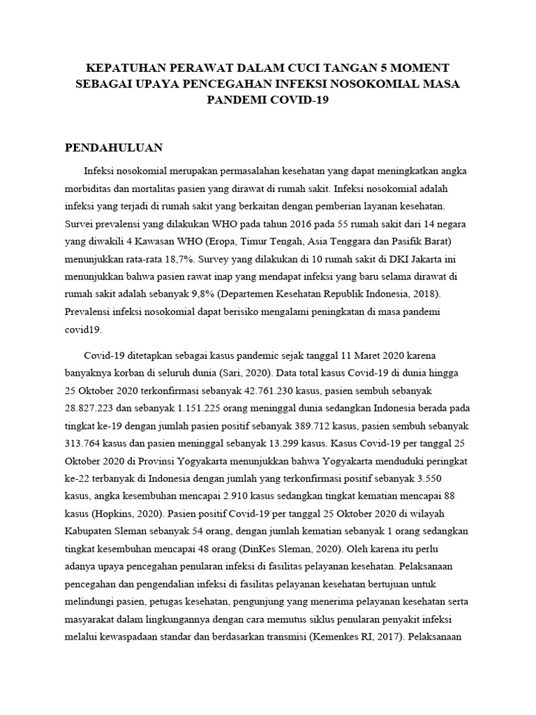 Kepatuhan Perawat Dalam Cuci Tangan 5 Moment Sebagai Upaya Pencegahan ...