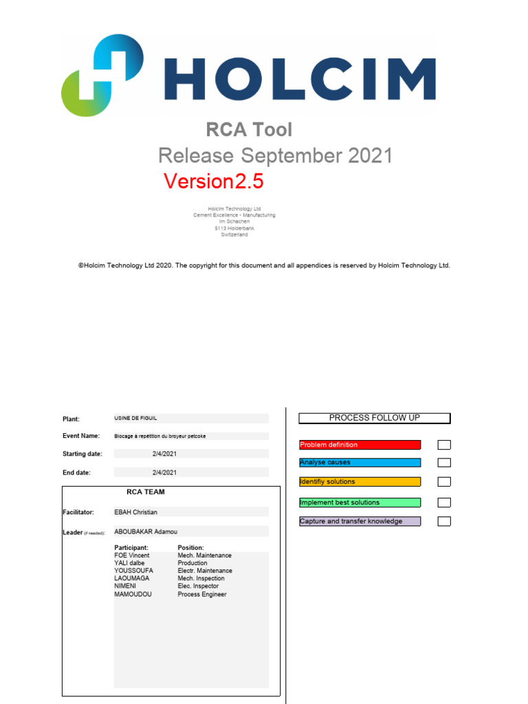 RCA Template v2.5 - Formation RCA 2022 | PDF | Recurrence Relation