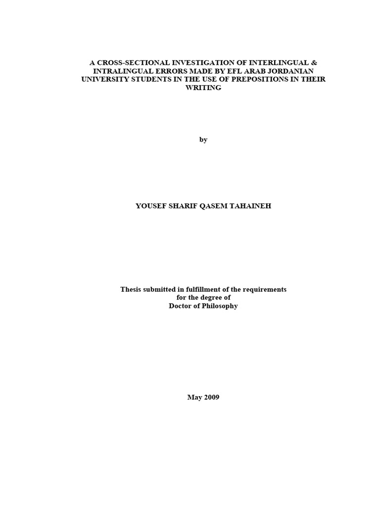 A Cross-Sectional Investigation of Interlingual & Intralingual Errors ...