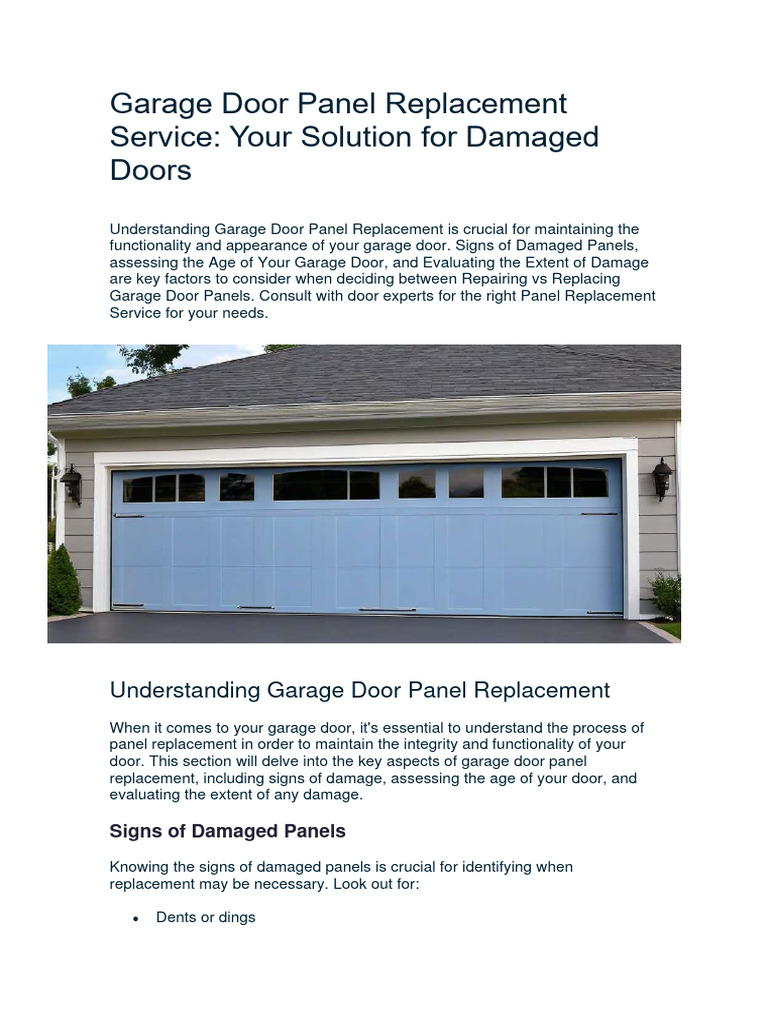 3 Garage Door Panel Replacement Service | PDF | Door | Expert