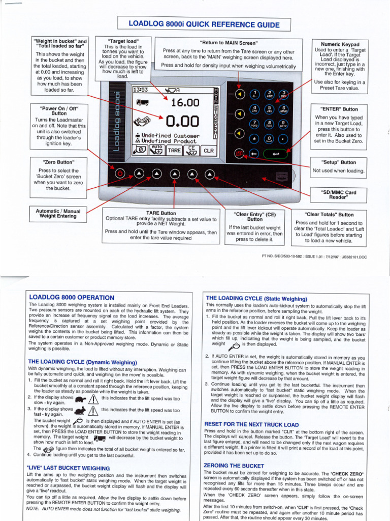 Loadlog 8000i Quick Reference | PDF