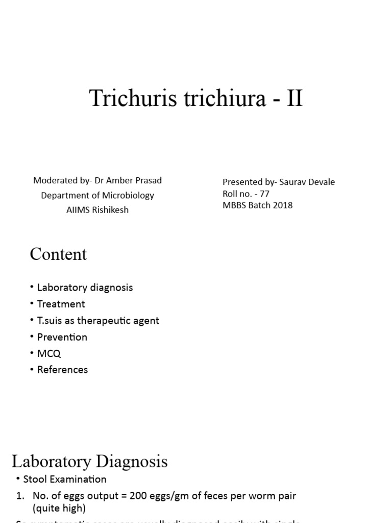 Trichuris trichiura | PDF | Ulcerative Colitis | Clinical Medicine