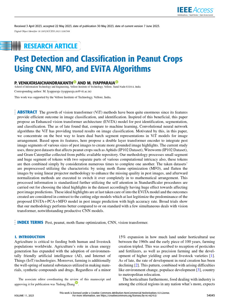 Pest Detection and Classification in Peanut Crops Using CNN MFO and EViTA Algorithms | PDF ...