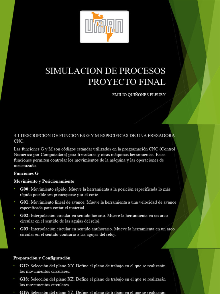 Funciones G y M en Fresadoras CNC | PDF | Control numerico | Perforar