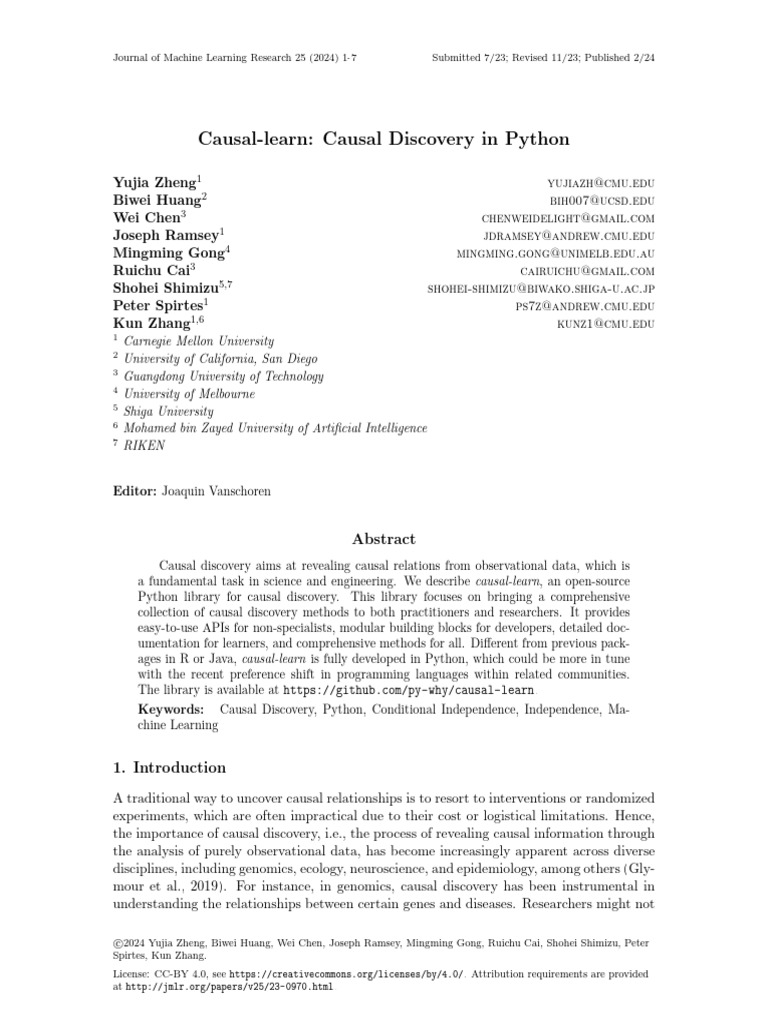 Causal-Learn: Causal Discovery in Python | PDF | Causality | Python (Programming Language)