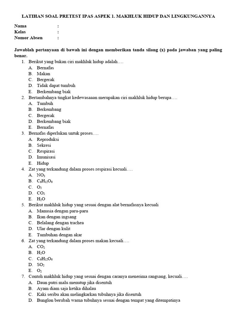 Contoh Soal Ipas Aspek 1 | PDF