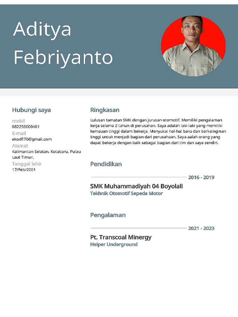 Cv Aditya Febrianto | PDF