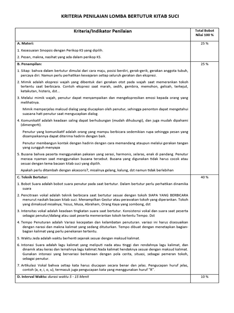 Penilaian - Bertutur | PDF