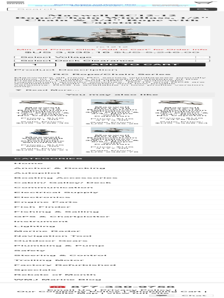 Maxwell RC12-12 RopeChain Windlass, 12 Chain & 34 Rope With Capstan | PDF | Rope | Anchor