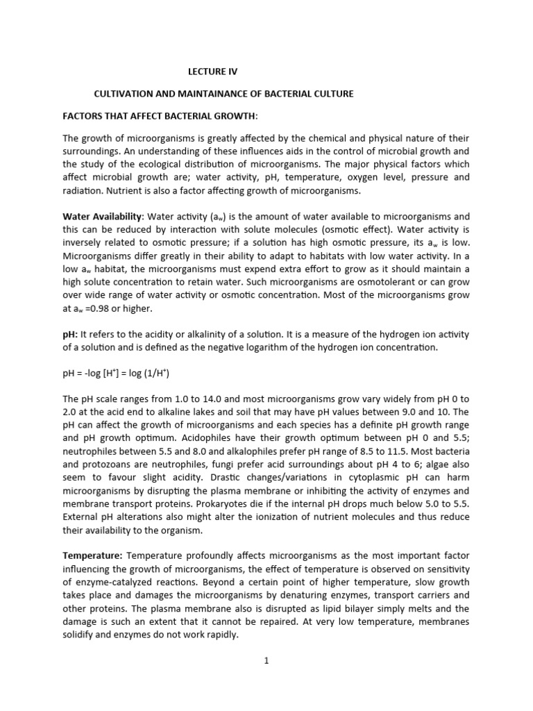 Lecture Iv | PDF | Growth Medium | Bacteria