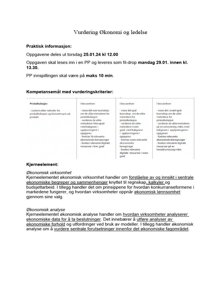 Vurdering Priskalkyle 25.01.24 | PDF