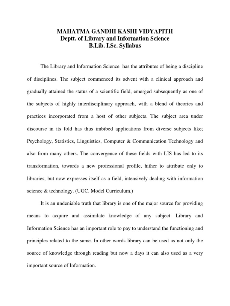 B.lib. I.sc. (Revised) 27 | PDF | Libraries | Information Science