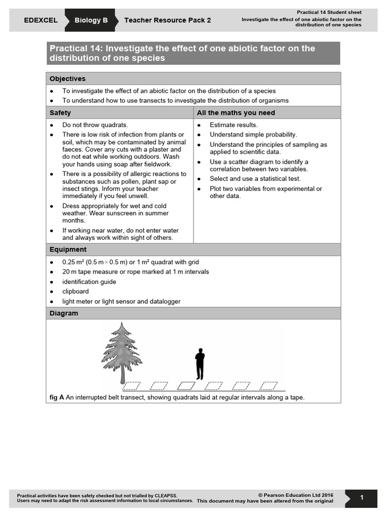Edex b2 Prac 14 Abiotic Stu | PDF | Spearman's Rank Correlation Coefficient | Risk