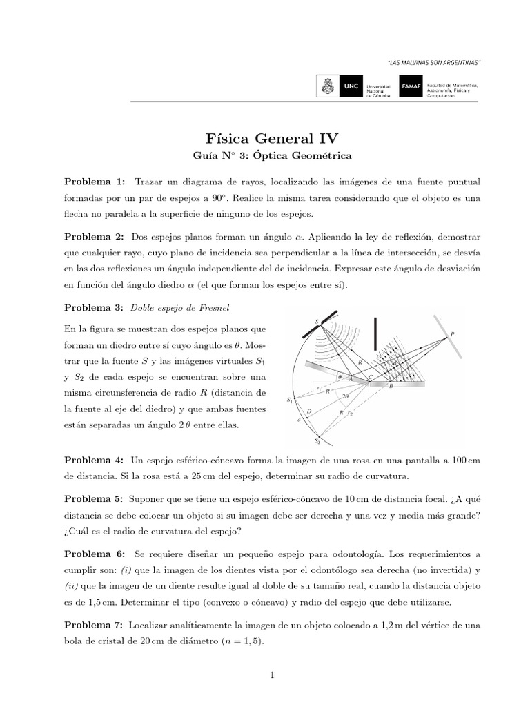Guia 3 | PDF | Espejo | Refracción