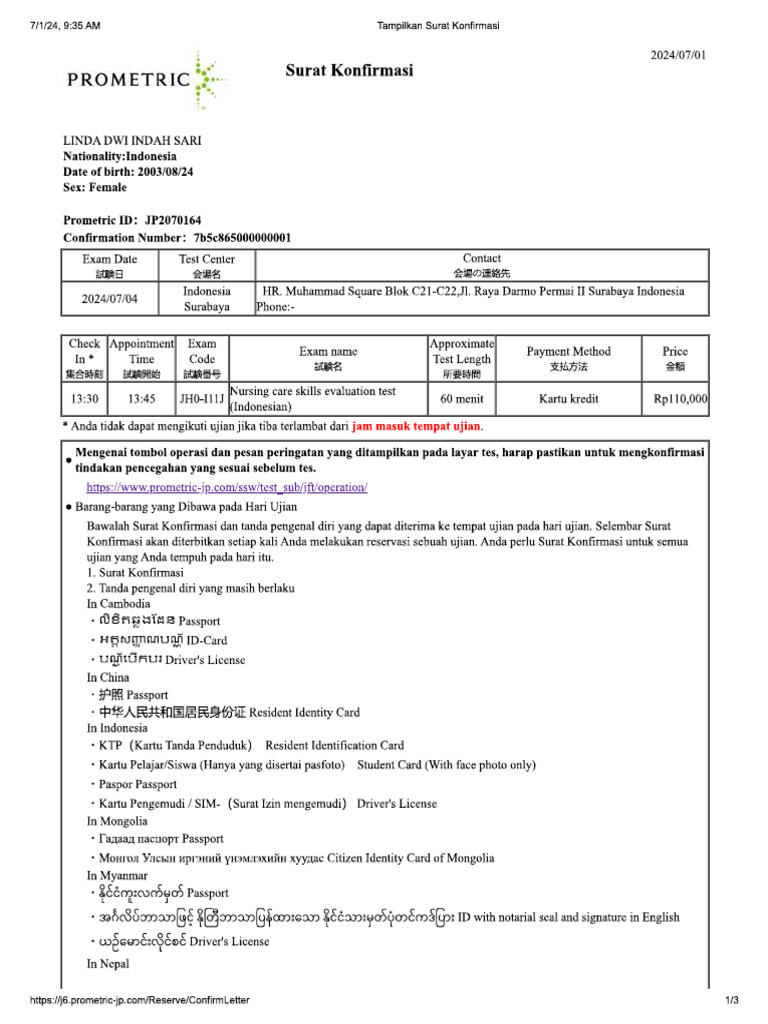 Kaigo Idn 4 Juli Surabaya - Linda Dwi Indah Sari | PDF