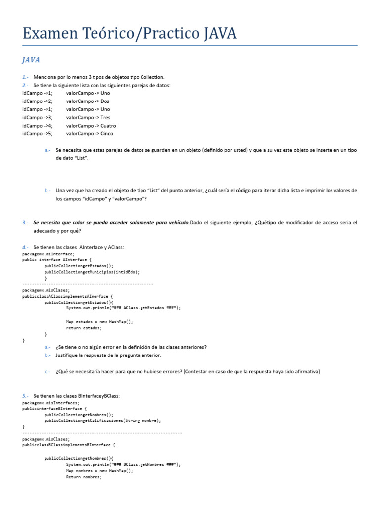 Examen Teórico | PDF | Script Java | Java (lenguaje de programación)