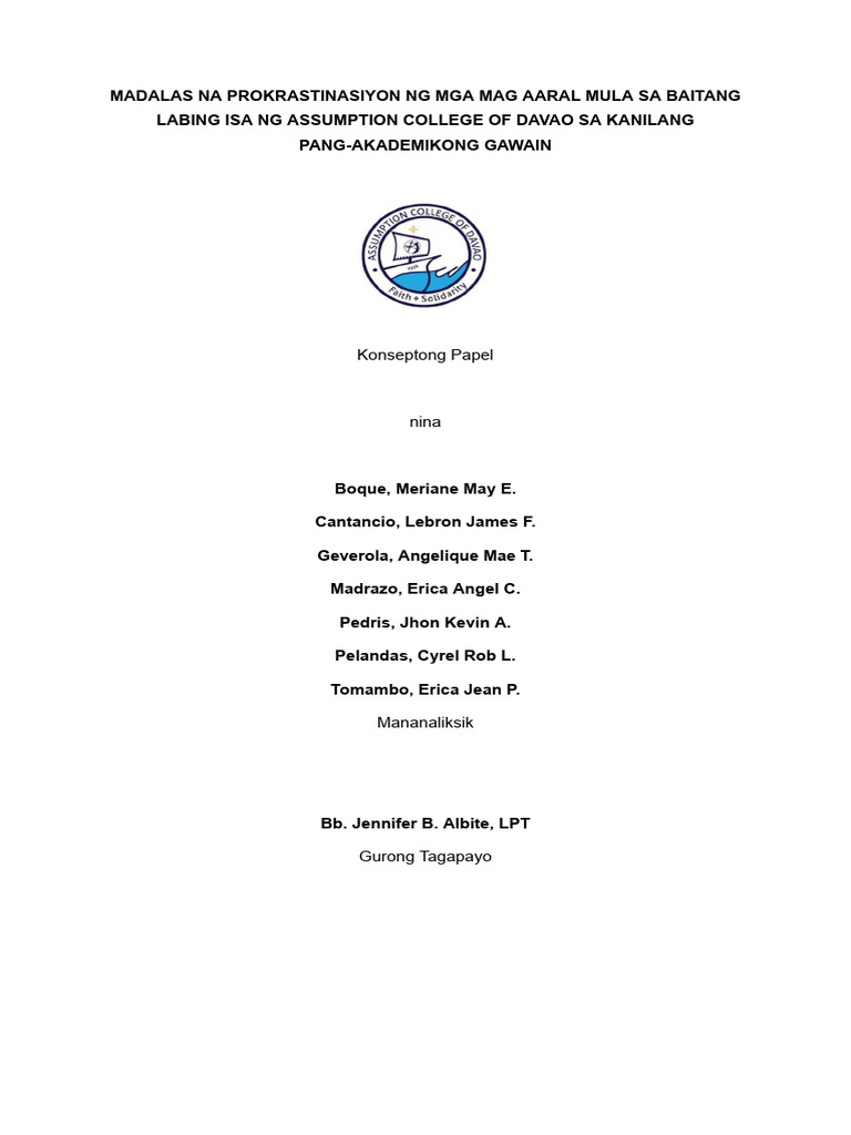 Dahilan Sa Labis at Madalas Na Pagkahuli NG Mga Mag-Aaral Sa Baitang ...