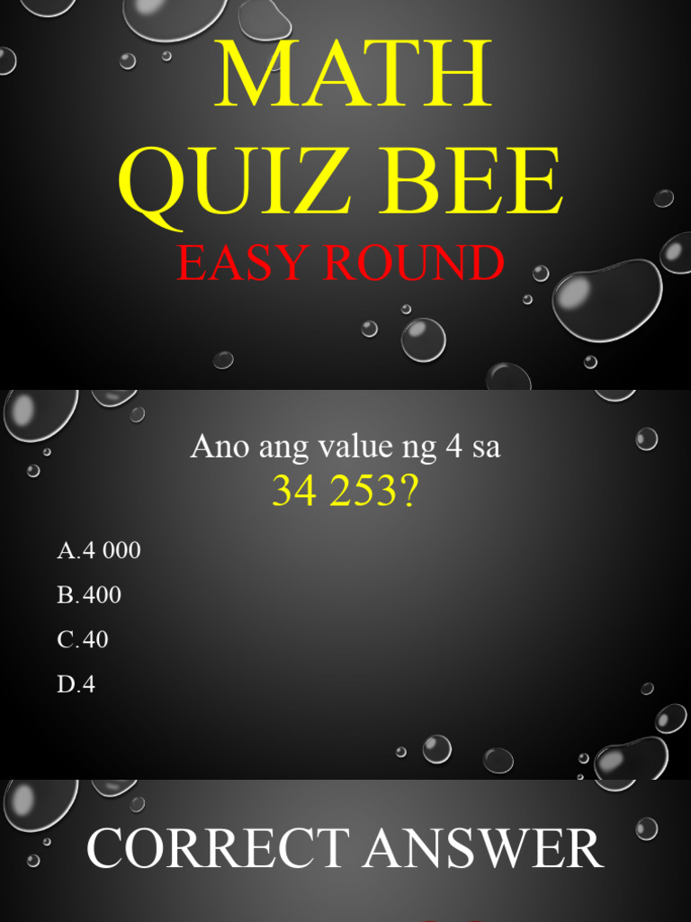 Grade 3 Math Quiz Bee Questions | PDF