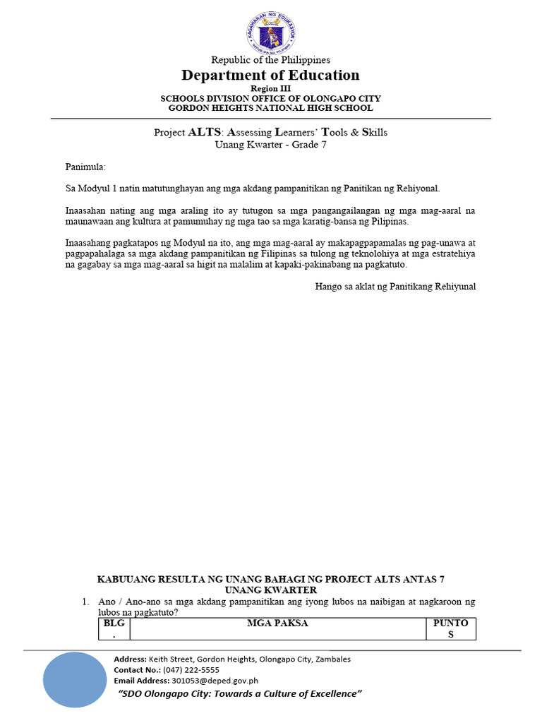 G7 1ST Q Alts Result Narrative 1 | PDF