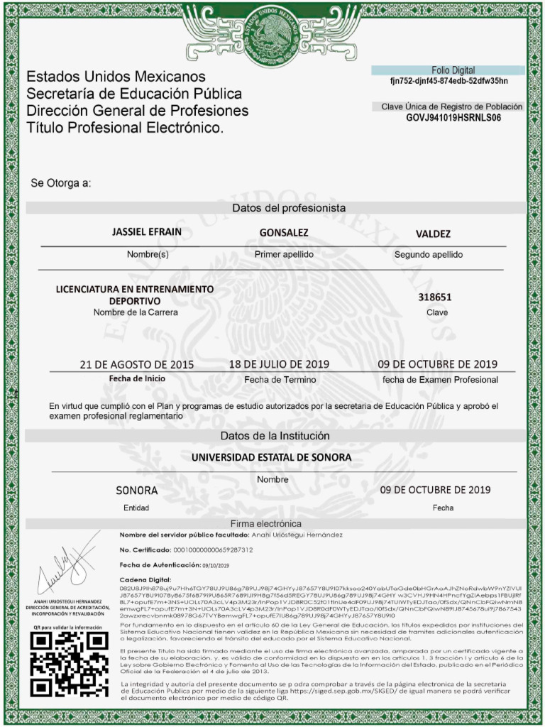 Titulo Profesional Jassiel Efrain | PDF