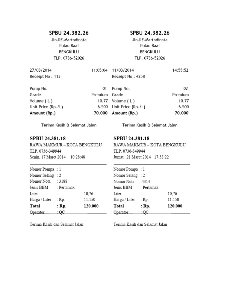 Nota Bensin Ambo | PDF