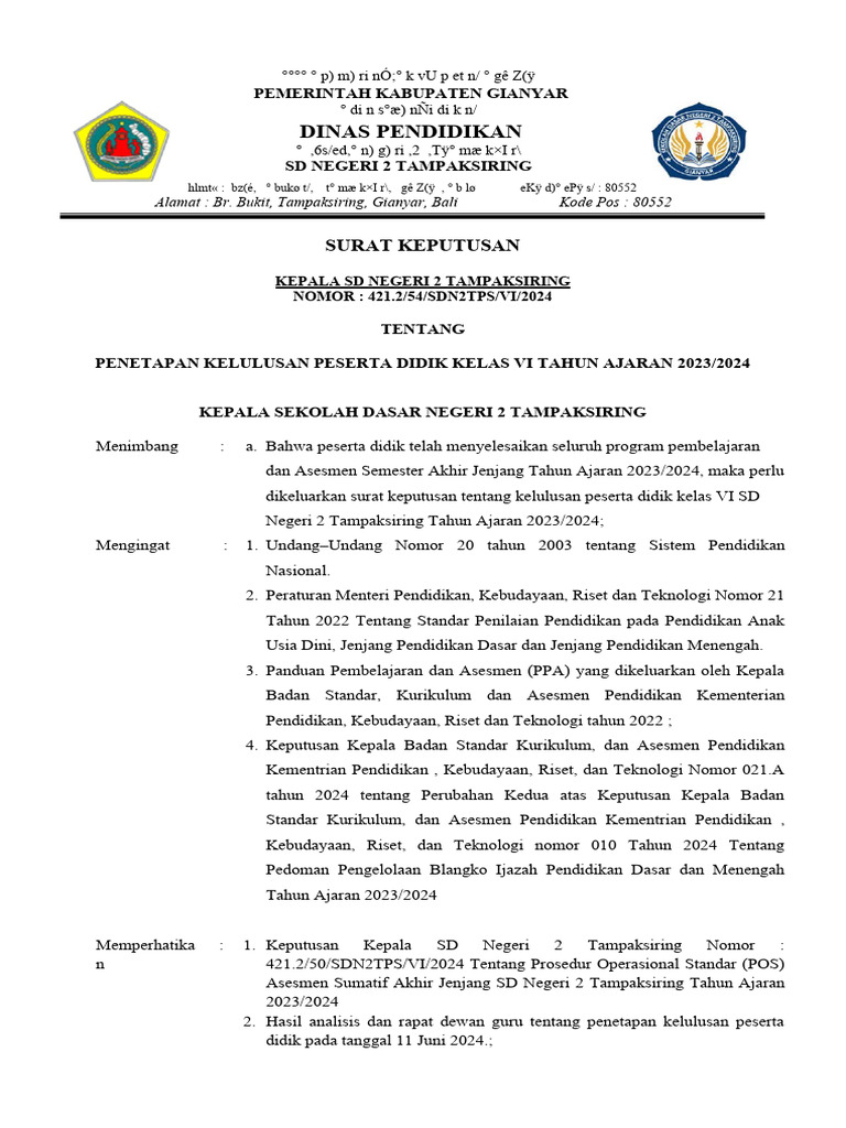 SK Kelulusan 2023 2024 | PDF
