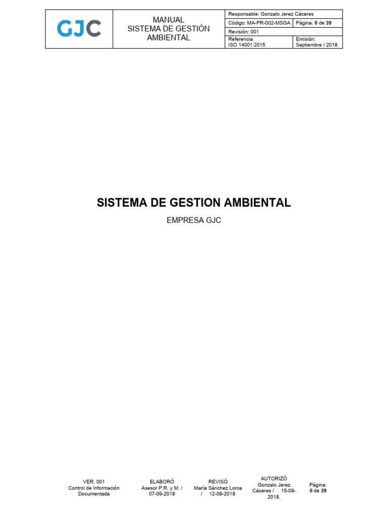 MA-PR-002-MSGA - Manual S.G.A. | PDF | Entorno natural | Business