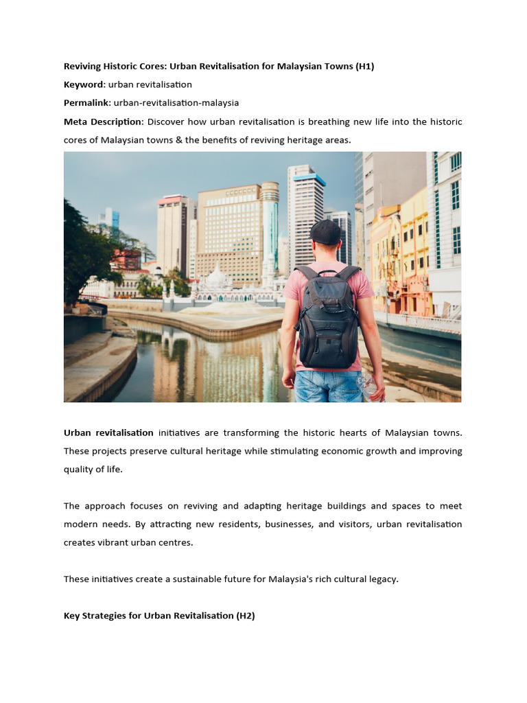 Urban Revitalisation in Malaysian Towns | PDF | Urban Renewal ...