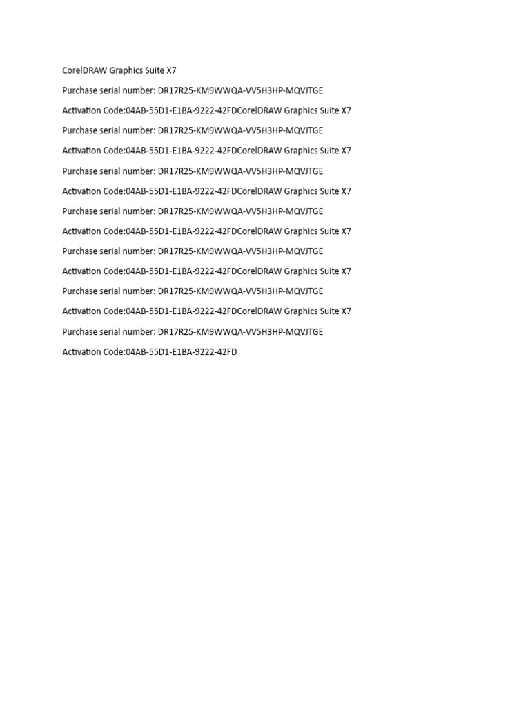 CorelDRAW X7 Serial & Activation Codes | PDF