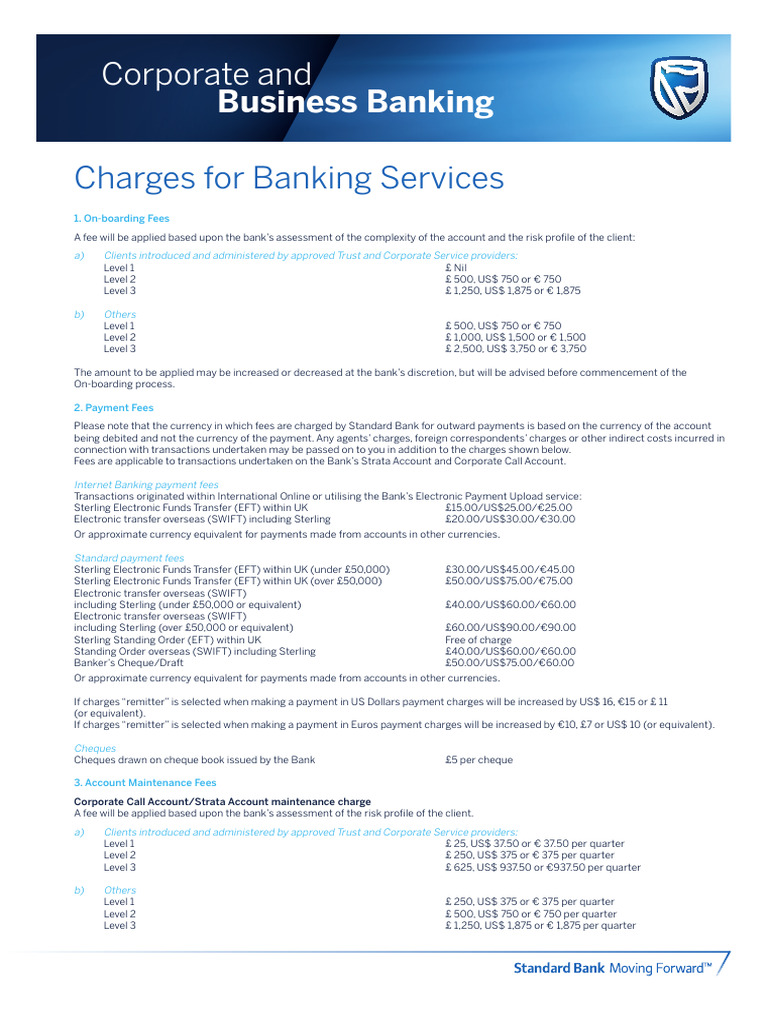 CBB19 Charges For Banking Services (116919) | PDF | Cheque | Banks