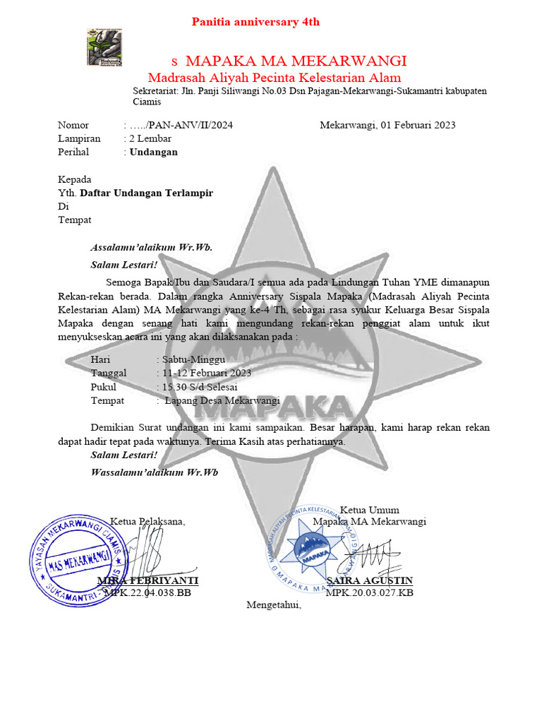 Surat Undangan Sispala N Mapala | PDF
