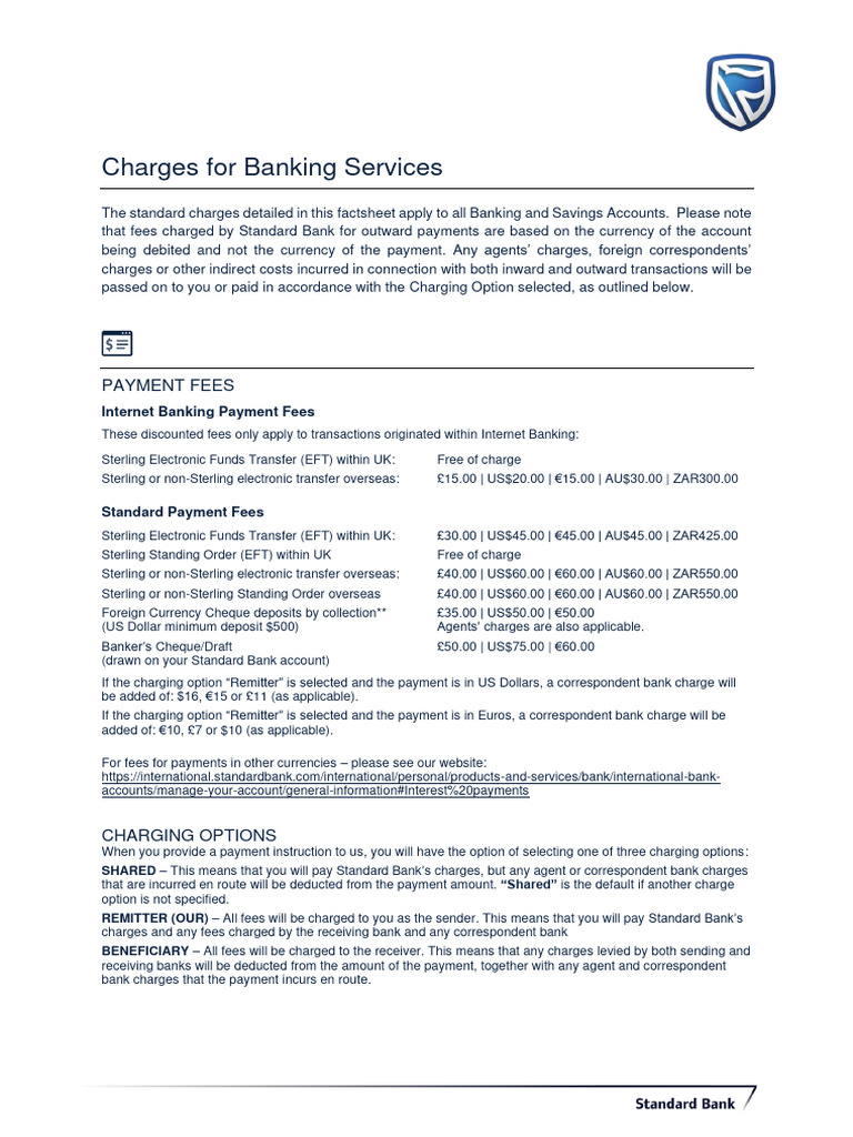 IPB Charges Sheet | PDF | Banks | Cheque