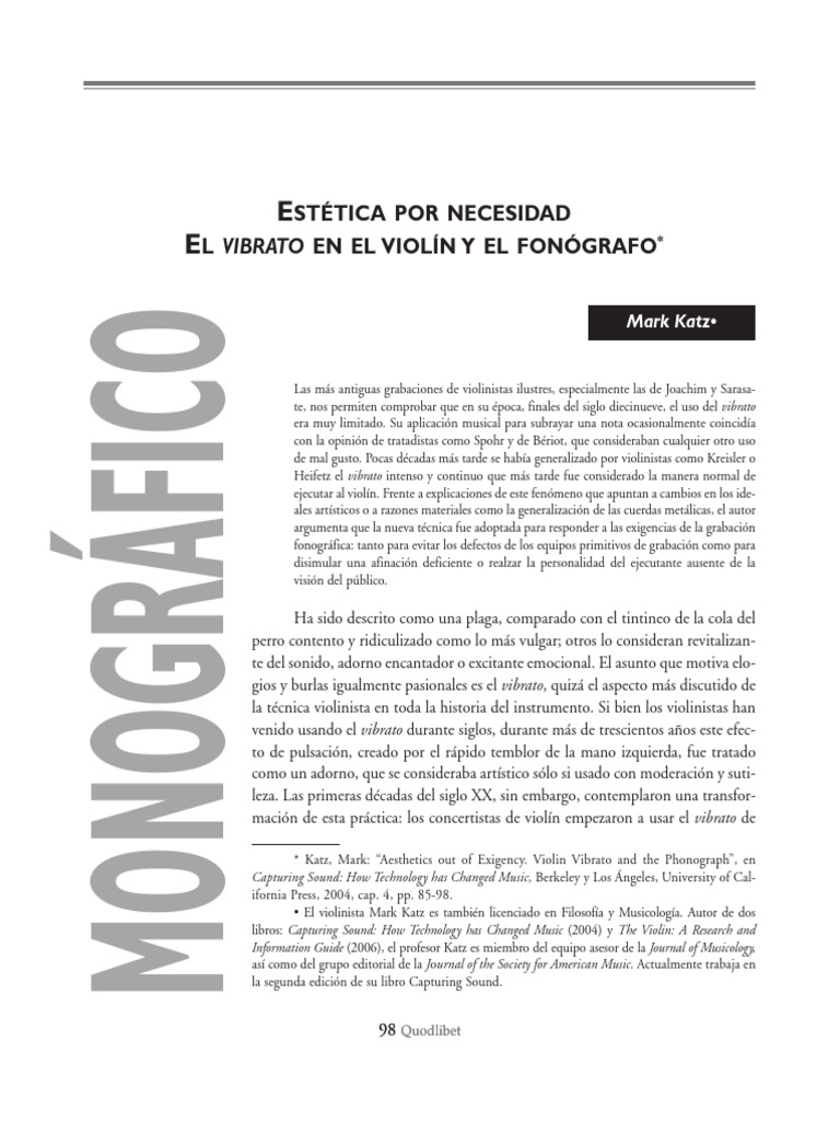 Estetica Katz QB 2008 | PDF | Sonido | Violín