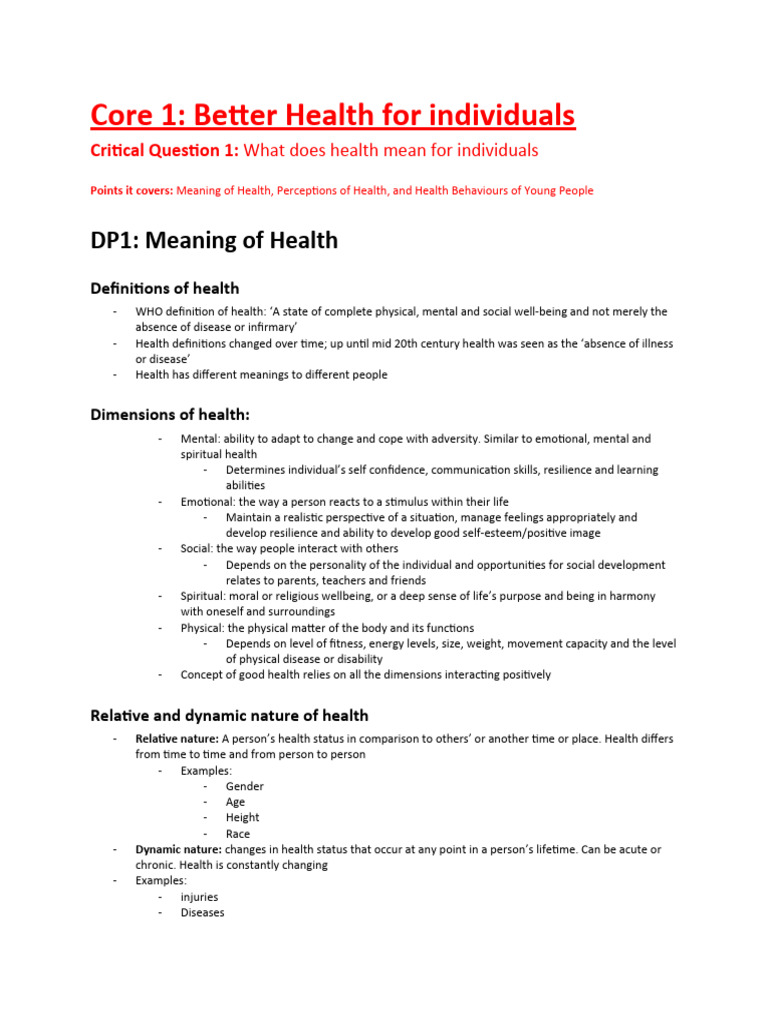 Preliminary PDHPE Notes | PDF | Psychological Resilience | Behavior