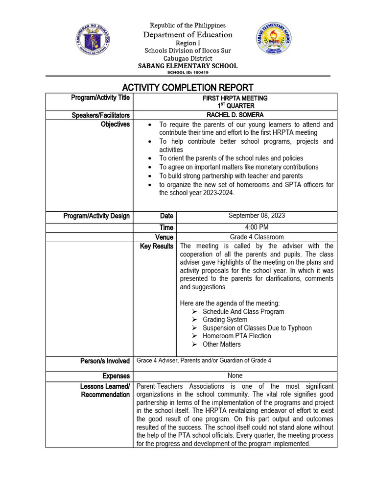 Accomplishment Reports 23-24 | PDF | Teachers | Classroom