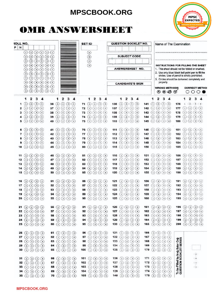 MPSC OMR Sheet PDF | PDF