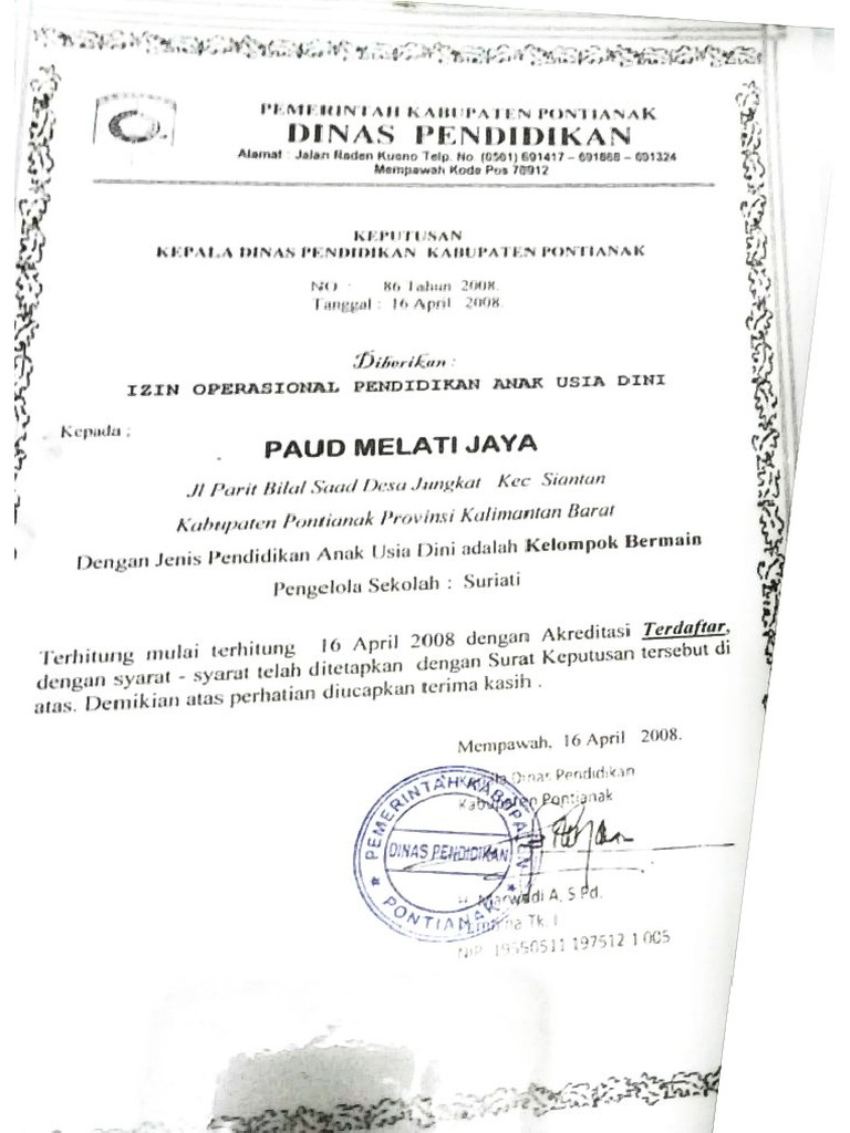 SK Op Paud Melati Jaya | PDF