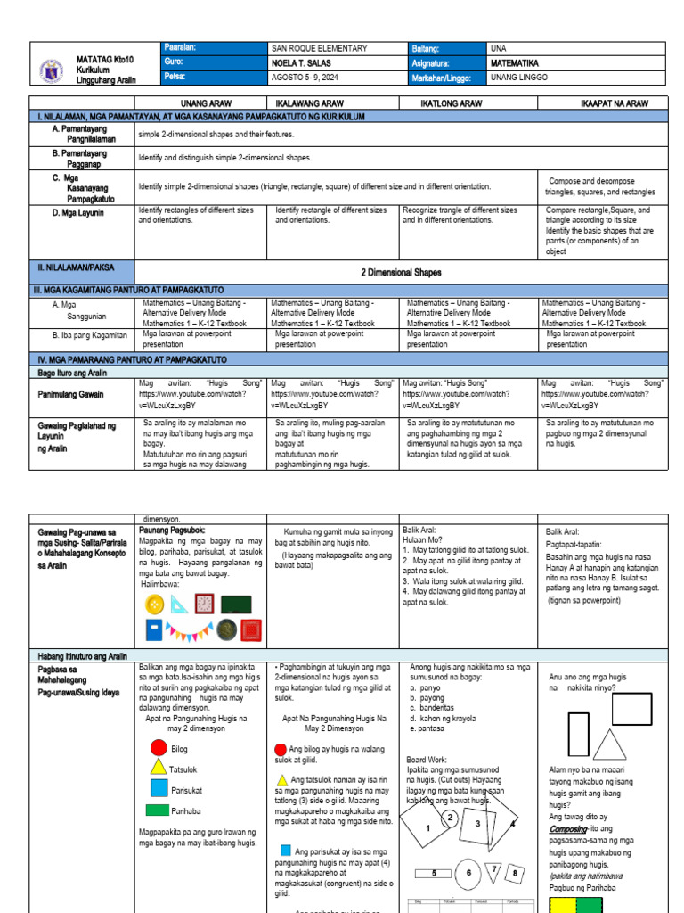 Week-1 DLL - Math-1 | PDF
