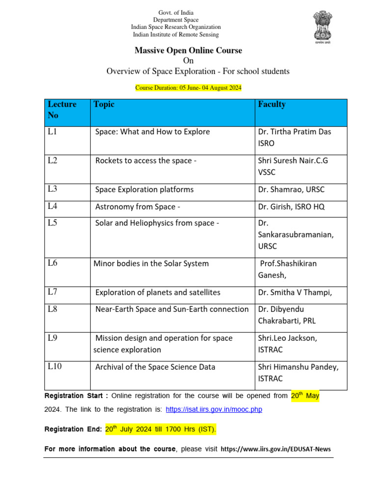 Course Schedule | PDF