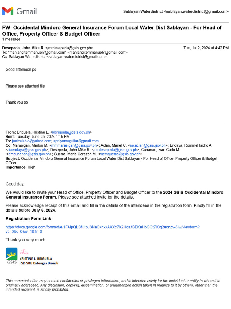 Gmail - FW - Occidental Mindoro General Insurance Forum Local Water Dist Sablayan - For Head of ...