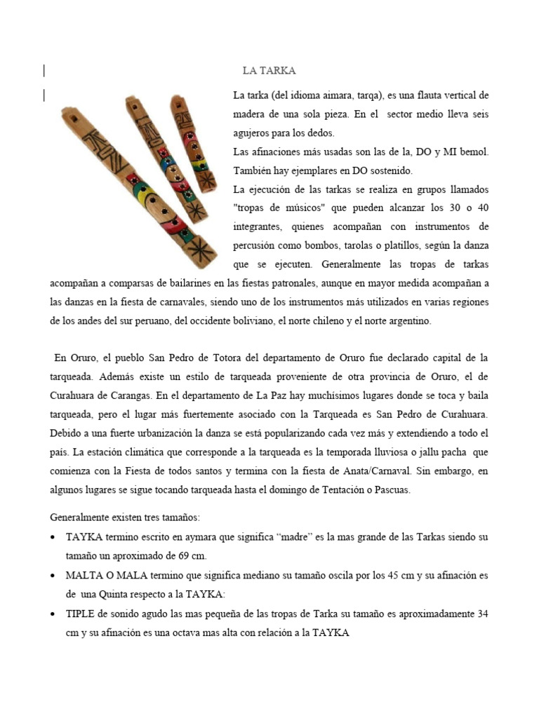 Instrumentos Andinos: Tarka y Zampoña | PDF | Instrumentos musicales