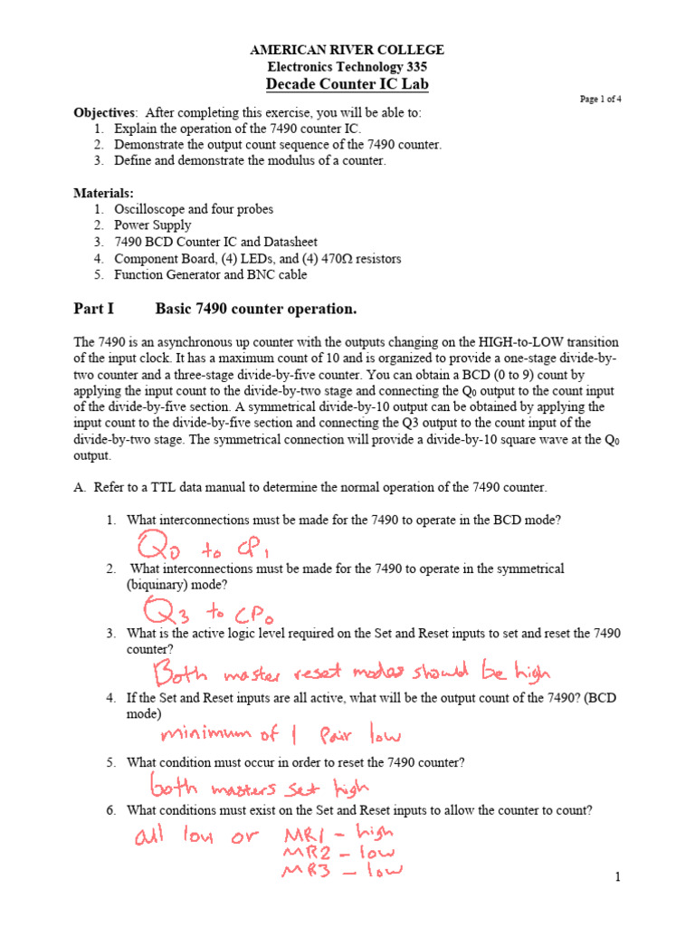 19b Lab19 7490 Counter-335a | PDF | Electronic Engineering | Electrical ...