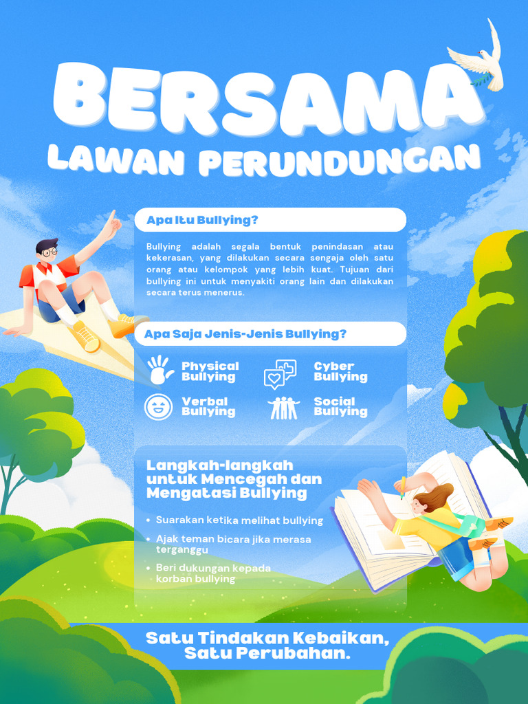 Poster Infografis Stop Perundungan Ilustratif Biru Dan Hijau | PDF ...
