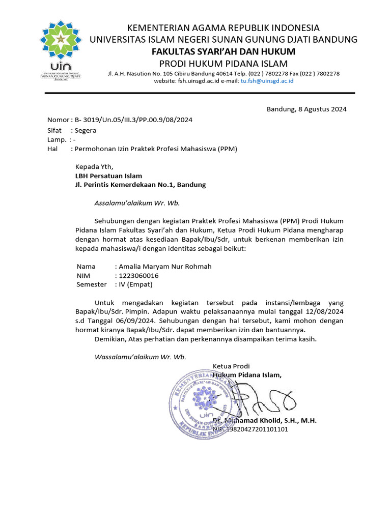 Surat Izin PPM LBH Persis 8 | PDF