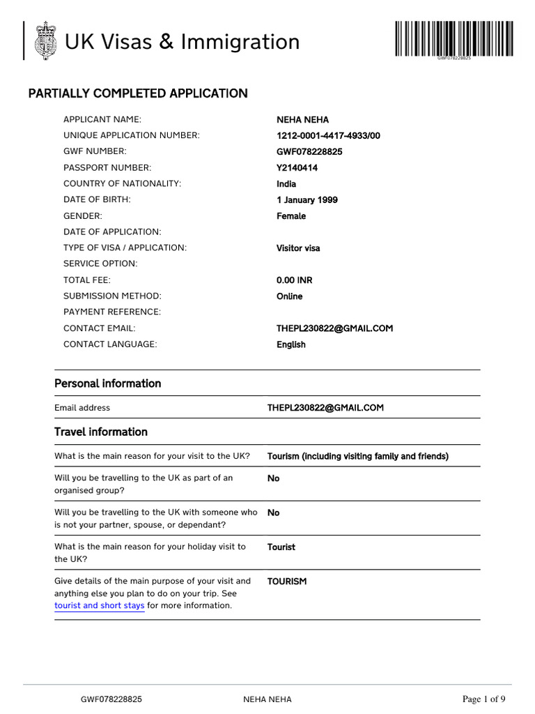 Neha Application From by The SS International | PDF | Travel Visa ...