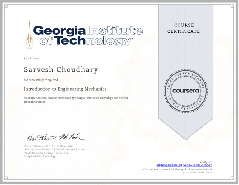 Mechanics Certificate | PDF