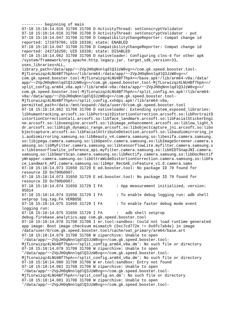 Android App Error Logs Analysis | PDF | Android (Operating System) | Text File