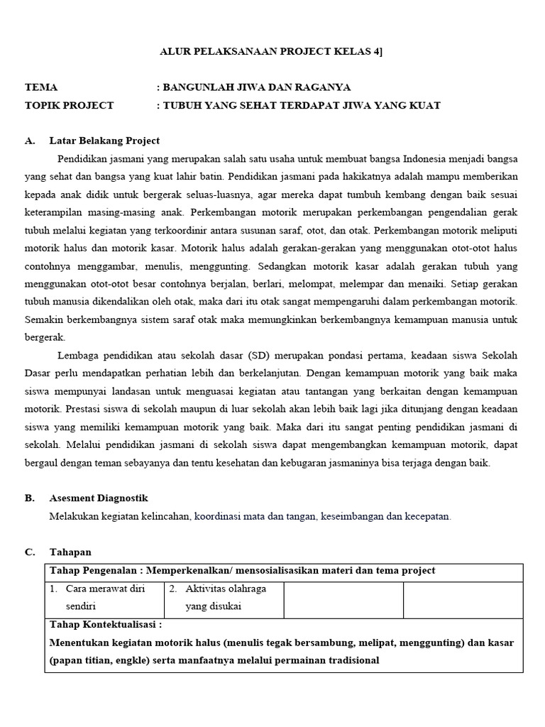 Alur Pelaksanaan Project Kelas 4 | PDF